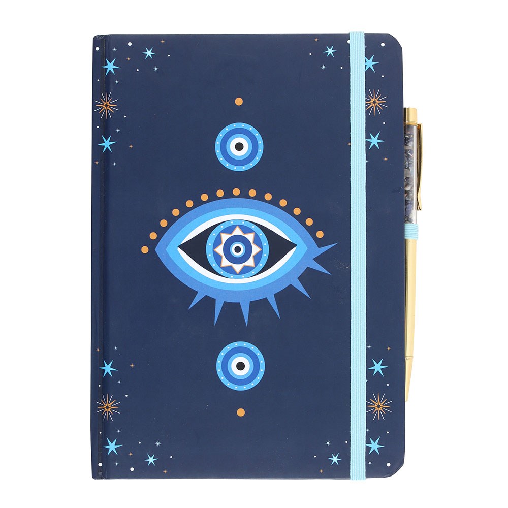 All Seeing Eye A5 Notebook with Crystal Chip Pen – Midnight Rose Emporium