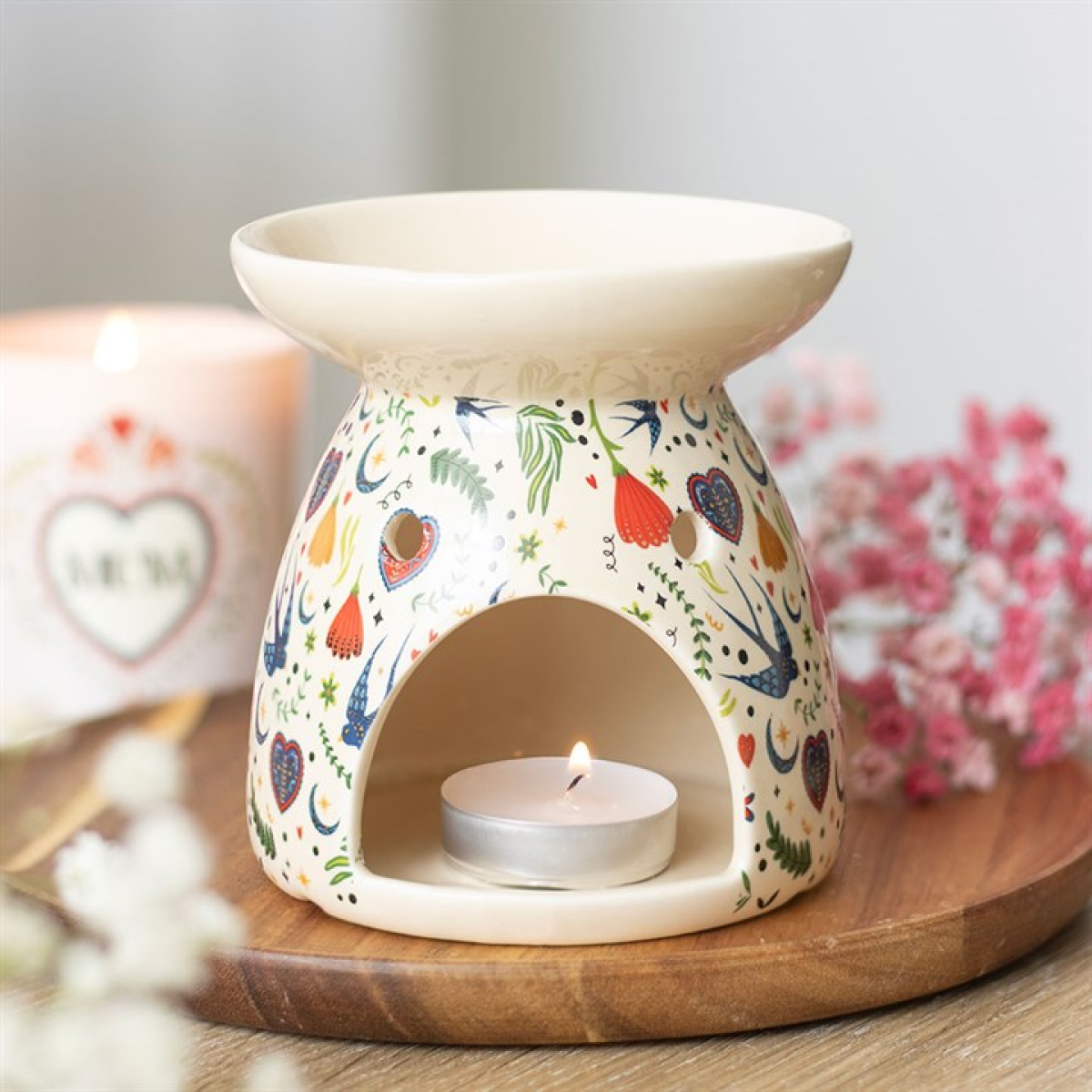 Cream Midnight Bloom Print Oil Burner – Midnight Rose Emporium